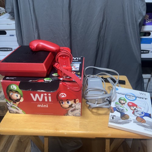 Red Nintendo Wii Mini Console Bundle Complete with Original Box & Mario ...