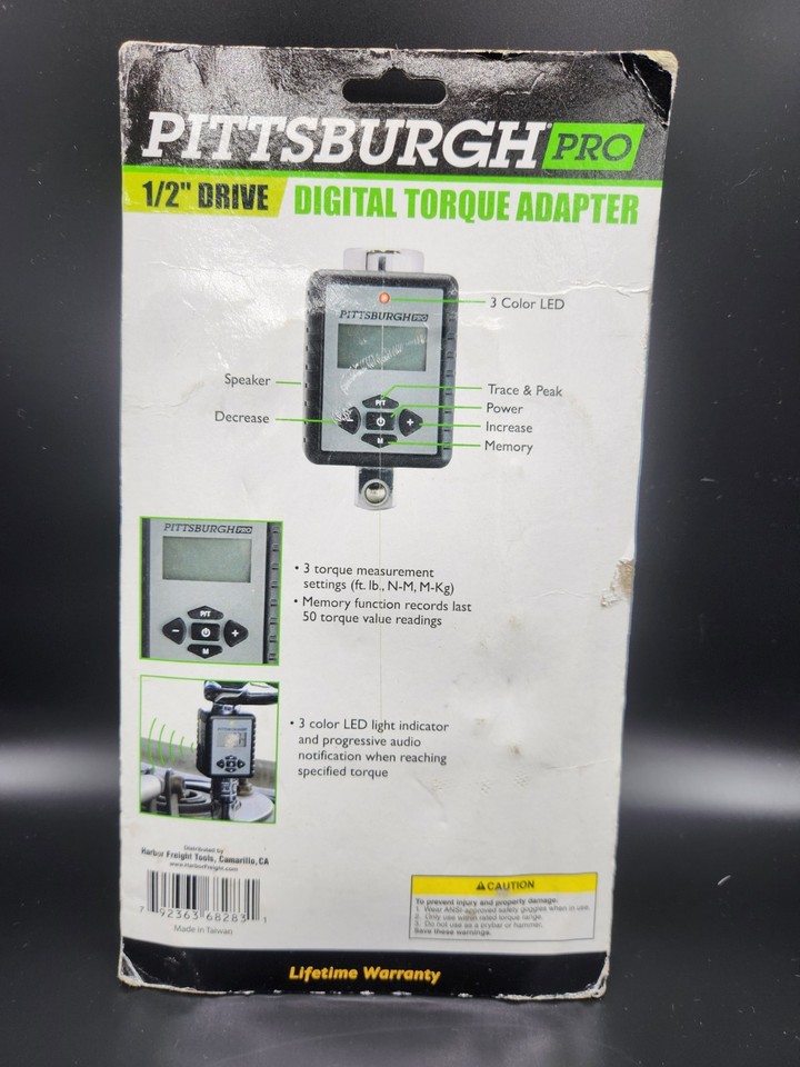 Pittsburgh Pro 1/2" Digital Torque Square Drive Adapter 3/8" 1/4" W ...