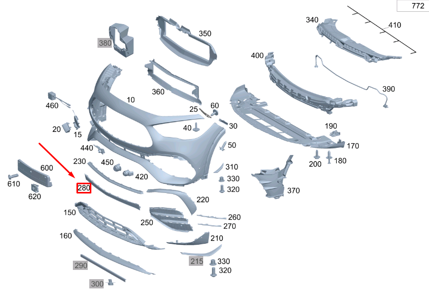 MERCEDES-BENZ GLA H247 FRONT BUMPER AREA CENTER COVER A2478851504 ...