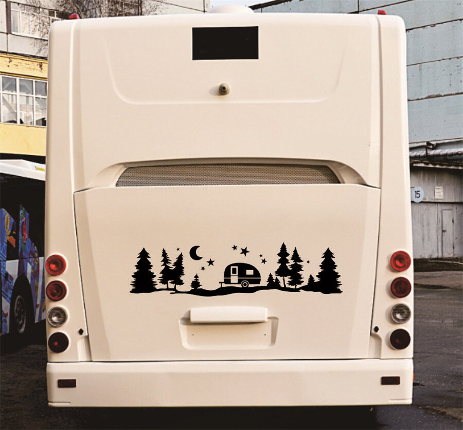 86x22cm Camping RV Sticker Decal Trim Star Moon Tree Motorhome Style ...