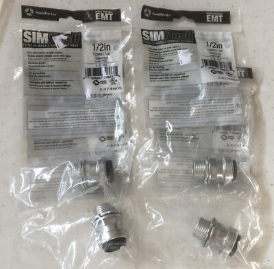 [4 Pack]SOUTHWIRE SimPush 1/2”Aluminum Box Connectors Push Install EMT ...