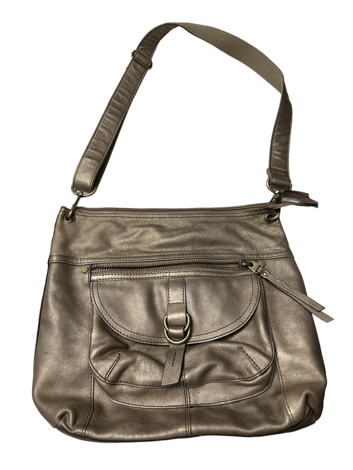 FOSSIL Medium Gold Metallic Leather Cross-Body Slim P… - Gem