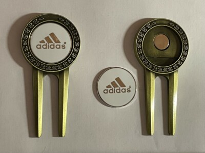 (1) Rare Adidas Metal Golf Divot Tool & 1" Coin Style Golf Marker - A ...