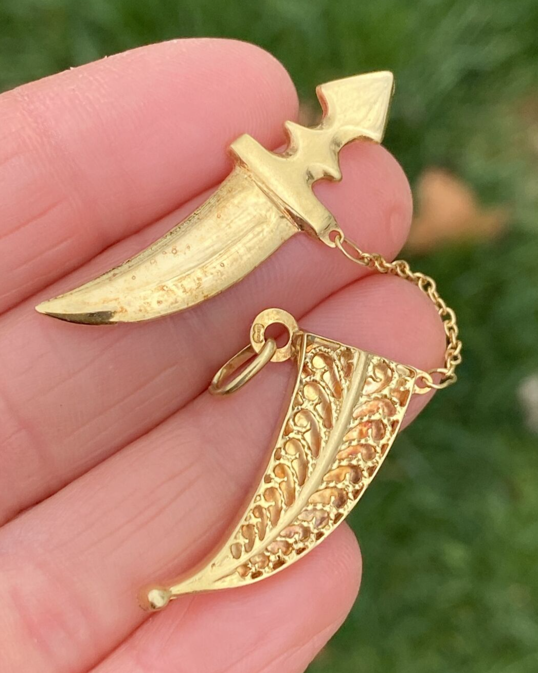 Vintage 18K Yellow Gold Dagger & Sheath Charm or Pendant | eBay