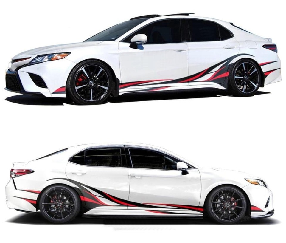 For Toyota Camry Bumper Decals Graphic Vinyl Flame Stripe Side Door Car ...