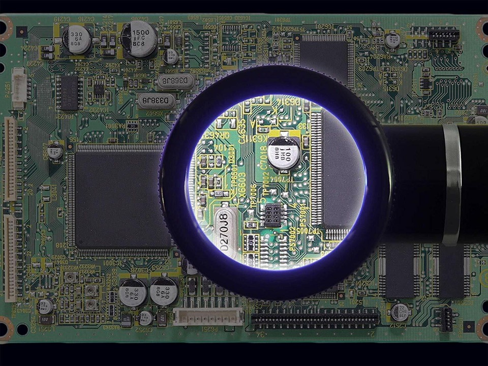 LED illuminated 5X MAGNIFIER LOUPE PCB stamp inspection magnifier ...