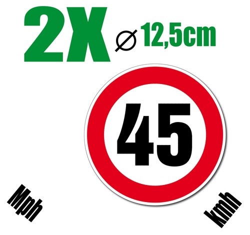 2 Stickers Limitation Vitesse 45 Cercle Rouge 12.5cm | eBay