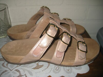 Vionic Misa Rose Gold Adjustable Slide Sandals Size 9 | eBay