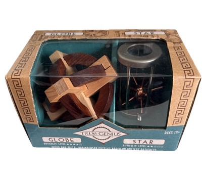 TRUE GENIUS wood & metal Brainteaser Puzzles Globe & Star 2019 | eBay