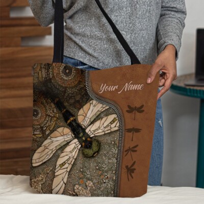 Personalized Dragonfly Tote Bag, Retro Dragonfly Handbag, Dragonfly ...
