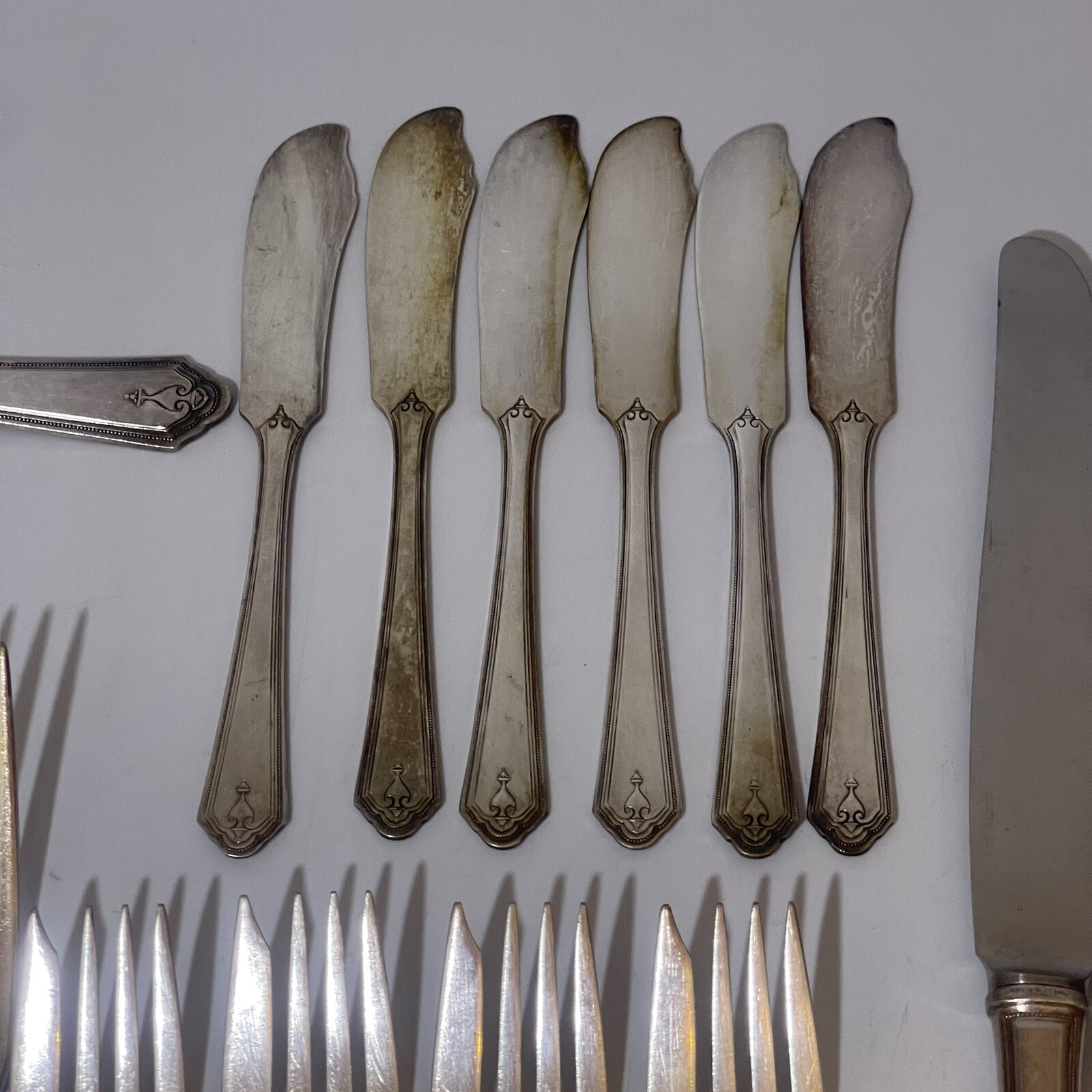 1835 R Wallace Silverplate Flatware Lot Forks Spoons Knives 38 Pieces ...