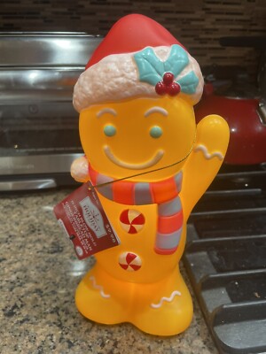 Holiday Time Gingerbread Man Blow Mold Christmas Lighted 11" Tabletop ...