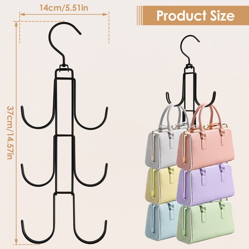 2Pcs Purse Hanger Organizer Rotating Handbag Holder Space Saving Purse ...