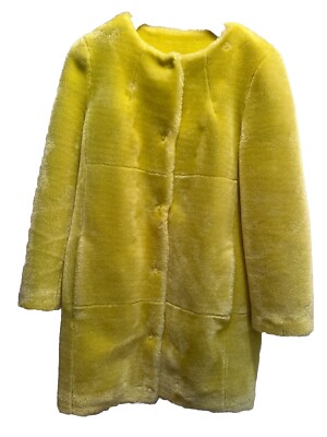 Teddy Faux Fur Coat Lemon Yellow Mid Length Small - Medium Adult | eBay