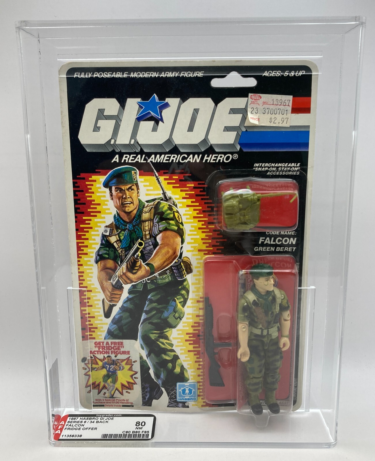 GI Joe AFA 80 Falcon Green Beret 1987 series 6 / 34 back Action Figure ...