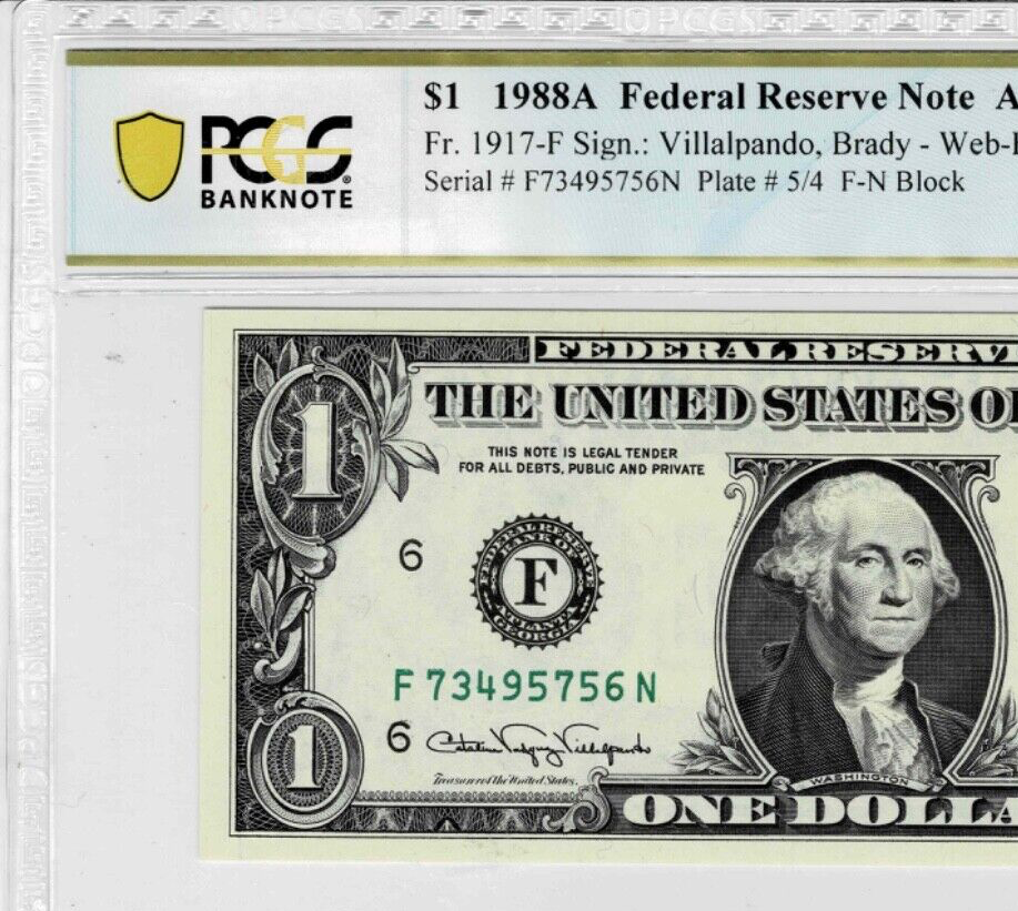 1988A $1 Federal Reserve 'WEB' Note-fr.1917-F (FN 5/4) -PCGS GEM 66 PPQ ...