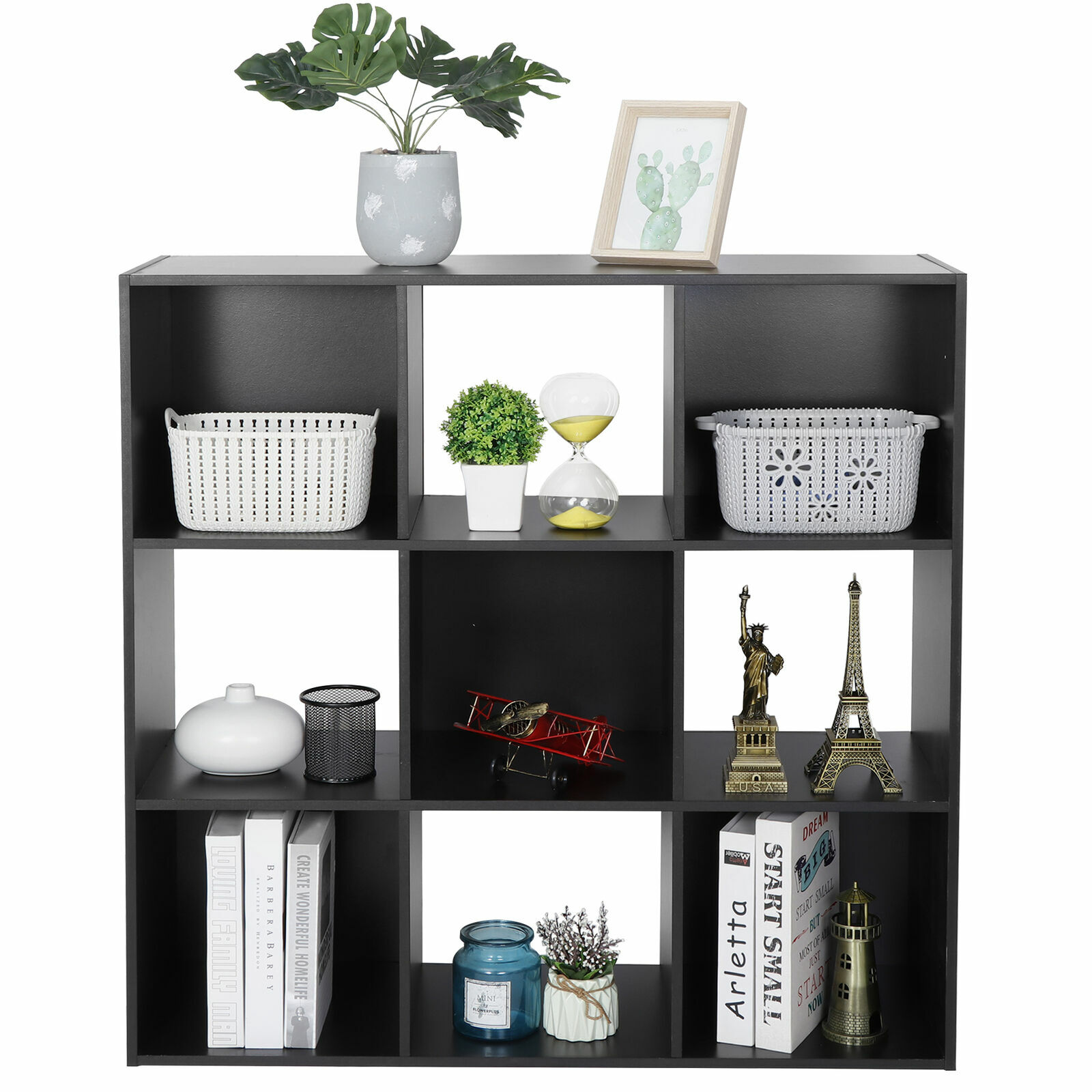 9-Cube Storage Cabinet Wood Shelf Cubical Cube Chipboard Home Organizer ...