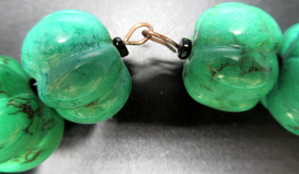 Stunning Carved Genuine Turquoise Melon Bead Vintage Necklace | eBay