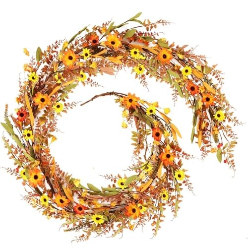 6.5 Ft Fall Leaves Daisy Vine Garlands Artificial Autumn Garland Fall ...