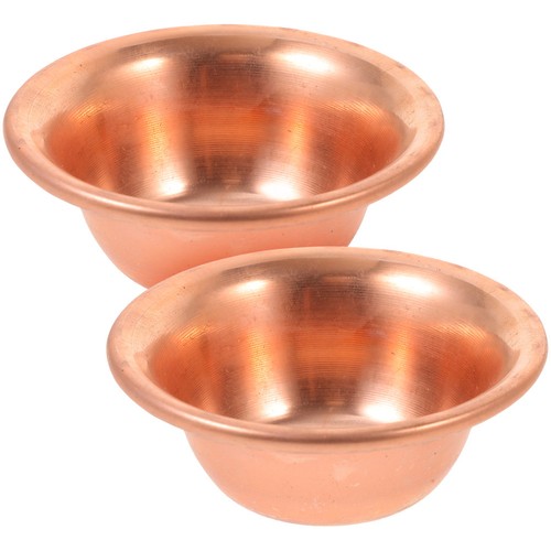 2 Pcs Small Copper Holy Water Offering Bowls For Buddhist Worship Altar ...
