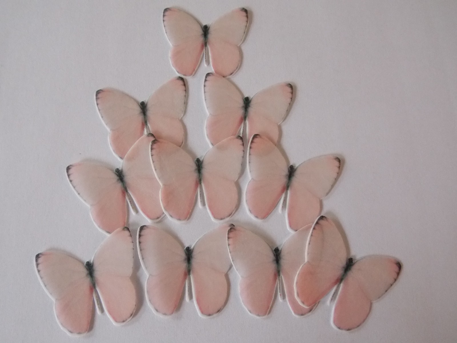 12 PRECUT Baby Pink Edible wafer/rice paper Butterflies cake/cupcake ...