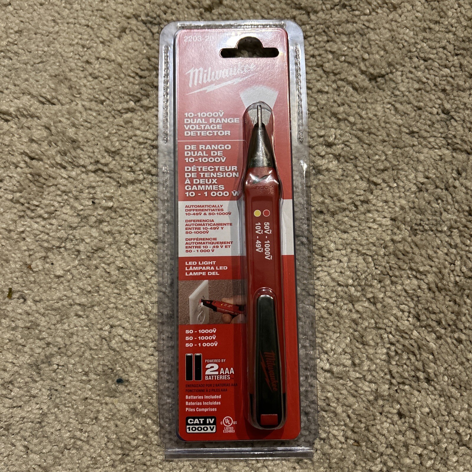 Milwaukee 2203-20 10-1000V Dual Range Voltage Detector - Red for sale ...