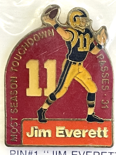 Vintage LA Rams Jim Everett Lapel Pin #1 Most Season Touchdown Passes ...