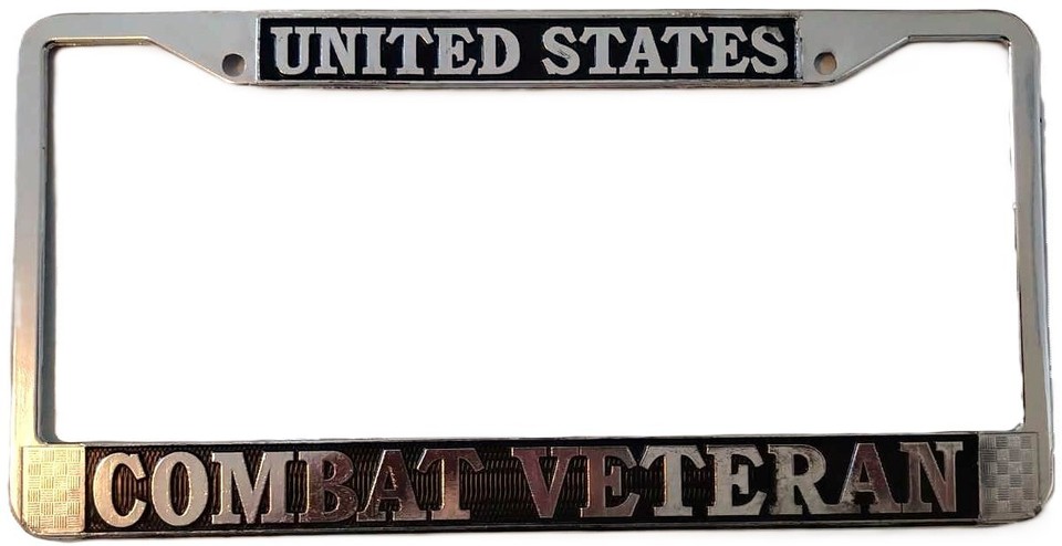 United States Combat Veteran Raised Letters Chrome License Plate Frame ...