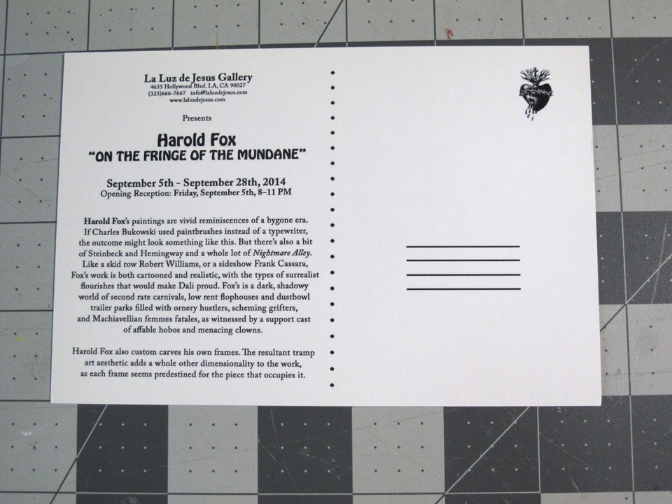 vtg 2014 Harold Fox Fringe of Mundane @ La Luz art show flyer card SUR3 ...