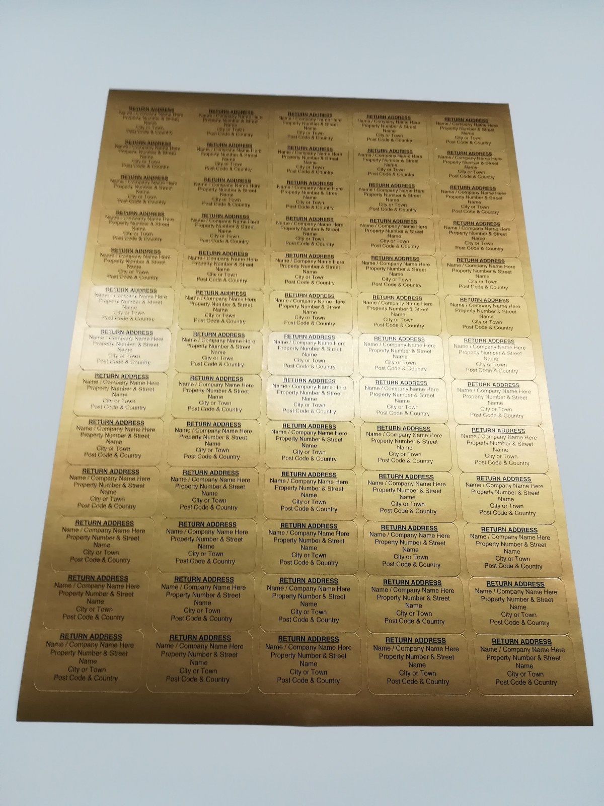 Personalised Printed Sticky Address Labels Stickers White Gold Silver ...