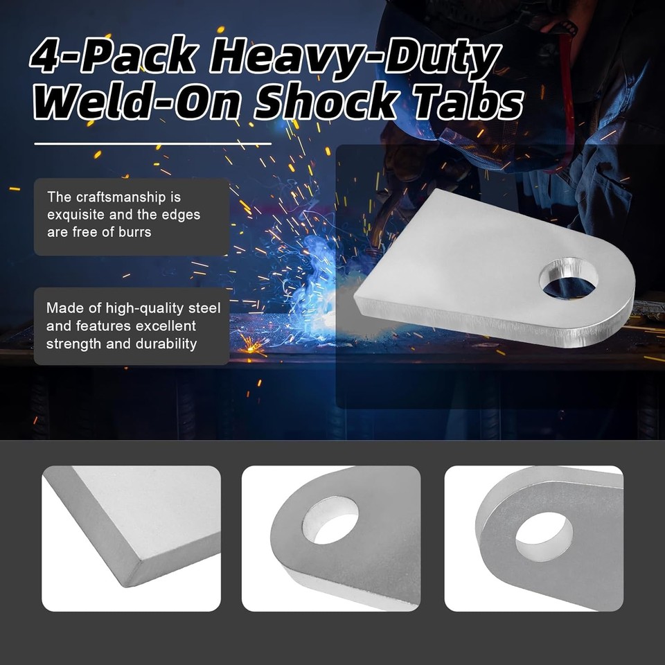4-Pack Heavy-Duty Weld-On Shock Tabs,Universal Mounting Brackets with 1 ...