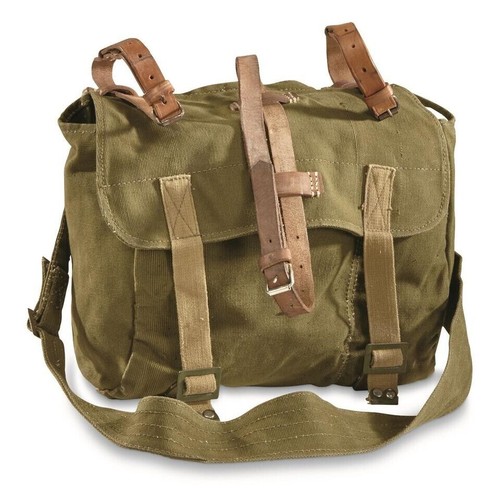 Romanian Military Shoulder Bag w/Strap Combat Day Pack Surplus Leather ...