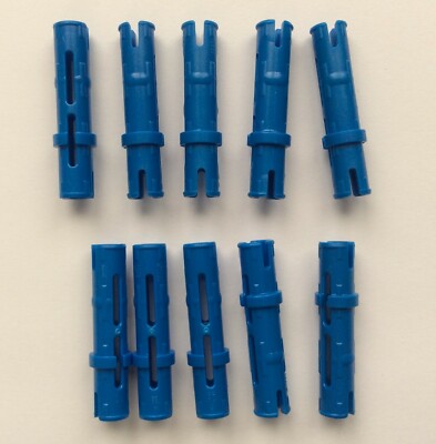 LEGO 6558 Blue lot 10 Technic Pin 3L with Friction Ridges Lengthwise ...