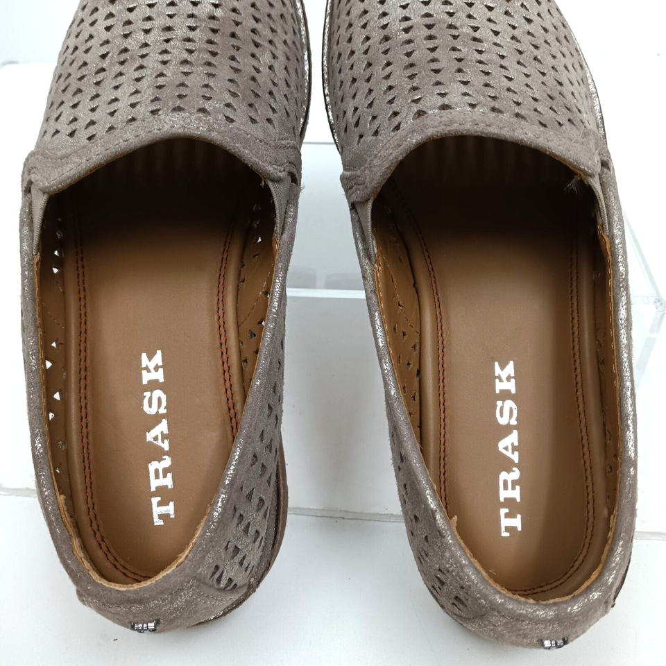 Trask Ali Perf Italian Suede Pewter Metallic Slip on US 6.5 EU 37.5 UK ...