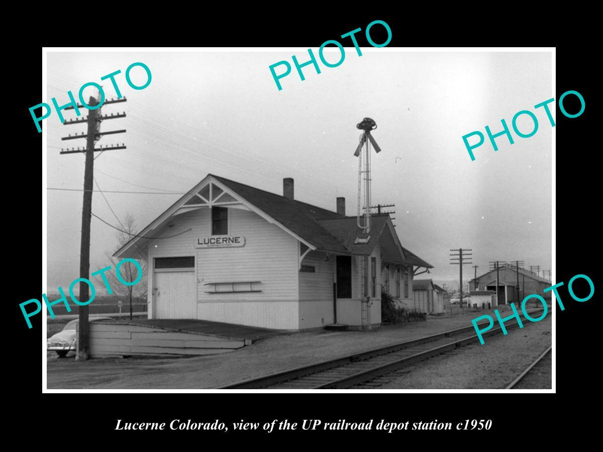 OLD POSTCARD SIZE PHOTO OF LUCERNE COLORADO THE RAILROAD DEPOT STATION ...