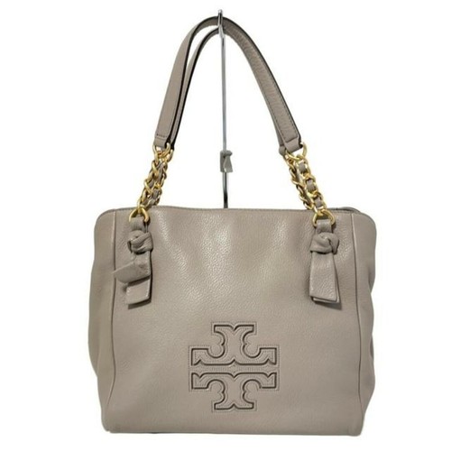 TORY BURCH Tote Bag Light Gray Chain Shoulder Leather | eBay