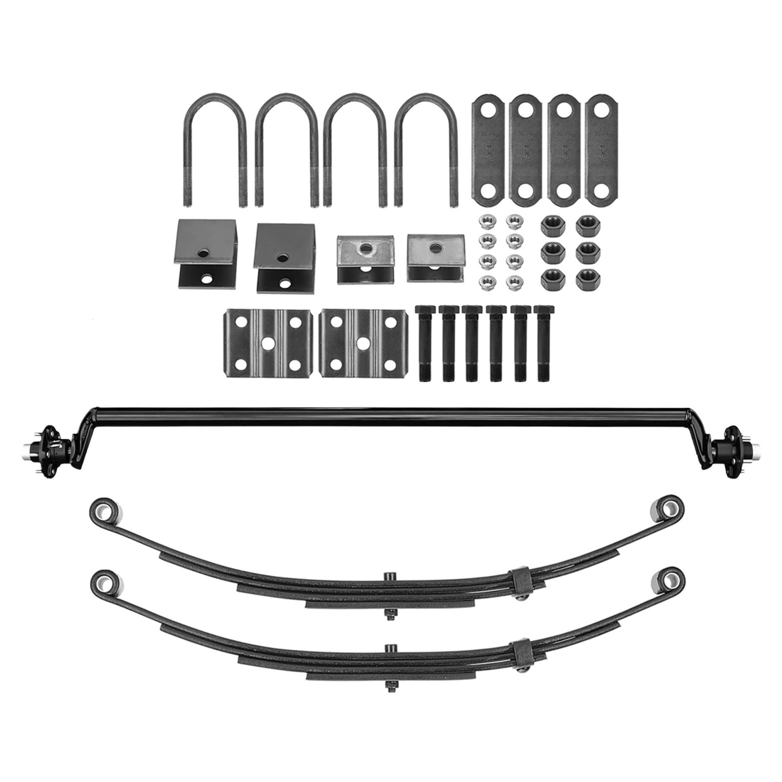 3500lb Single Trailer Drop Axle Kit Idler W/ Hub, Leaf Springs, Hanger ...
