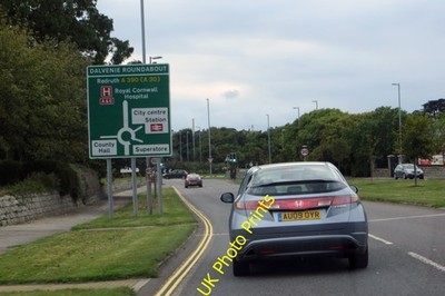 Photo A1 The A390 Truro Approaching Dalvenie Roundabout in Truro. c2014 ...