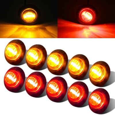 10x3/4" Side Lights Marker LED Truck Trailer Round Side Bullet Light ...