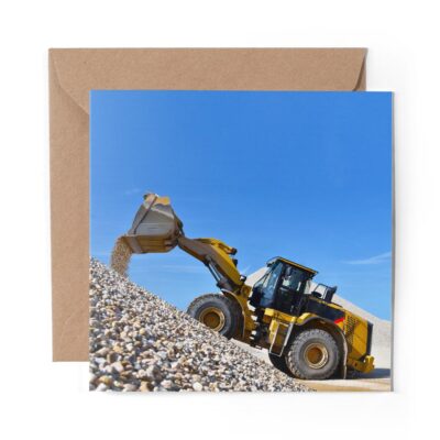 1 x Blank Greeting Card Excavator Diggers Loader Construction Vehicle ...