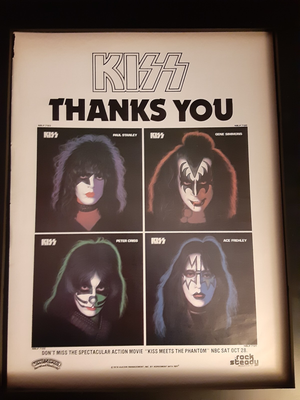 KISS Solo Albums Thanks You Rare Original Promo Poster Ad Framed! | eBay
