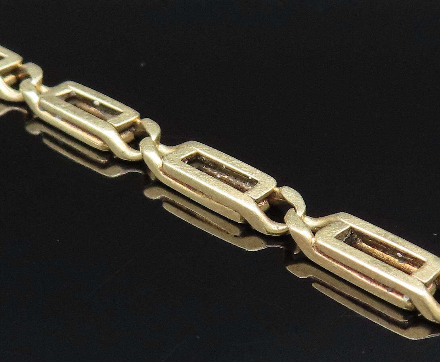 14K GOLD Vintage Precious Open Rectangle Link Bracelet GBR057 | eBay