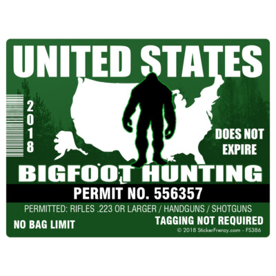 REFLECTIVE Bigfoot HUNTING Permit Green Sticker FS386-REF | eBay