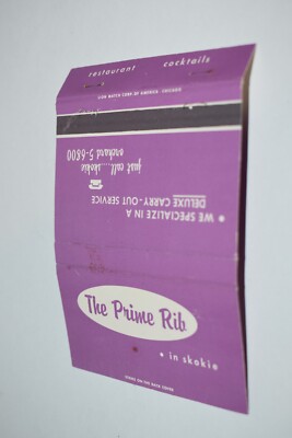 The Prime Rib Skokie Illinois Map 40 Strike Matchbook Cover | eBay