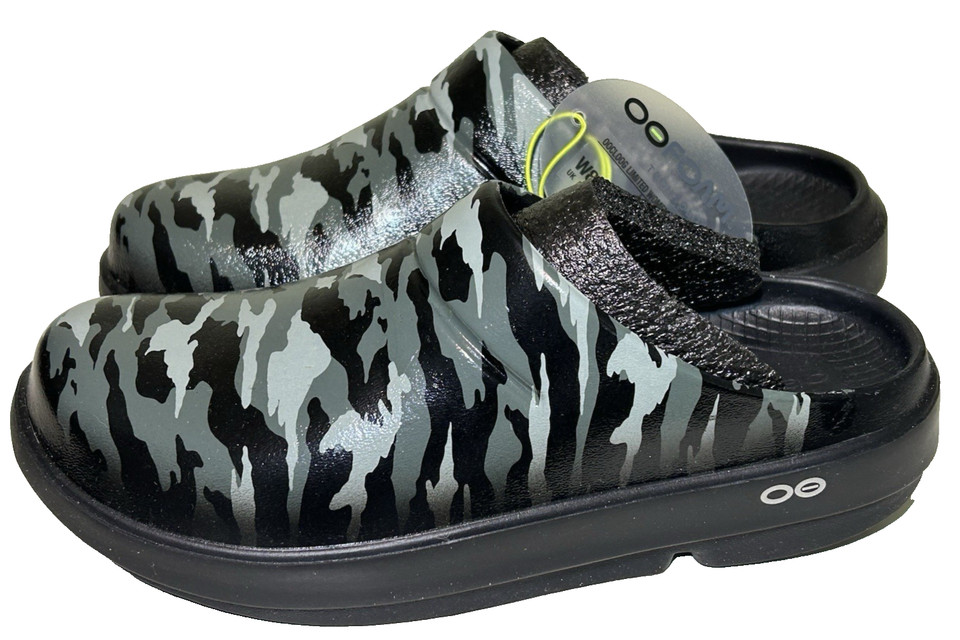 OOFOS Clog Green Camo Womens 8 Recovery Comfort Sandal Limited Slip On ...