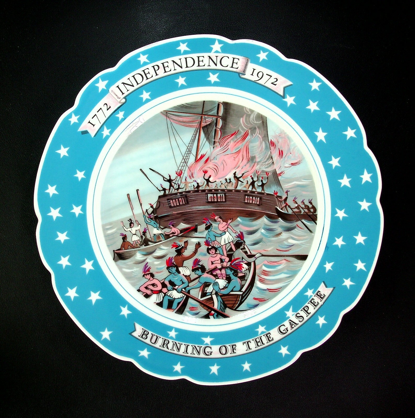 HAVILAND LIMOGES THE BURNING OF THE GASPEE PLATE 1972 BICENTENNIAL ...