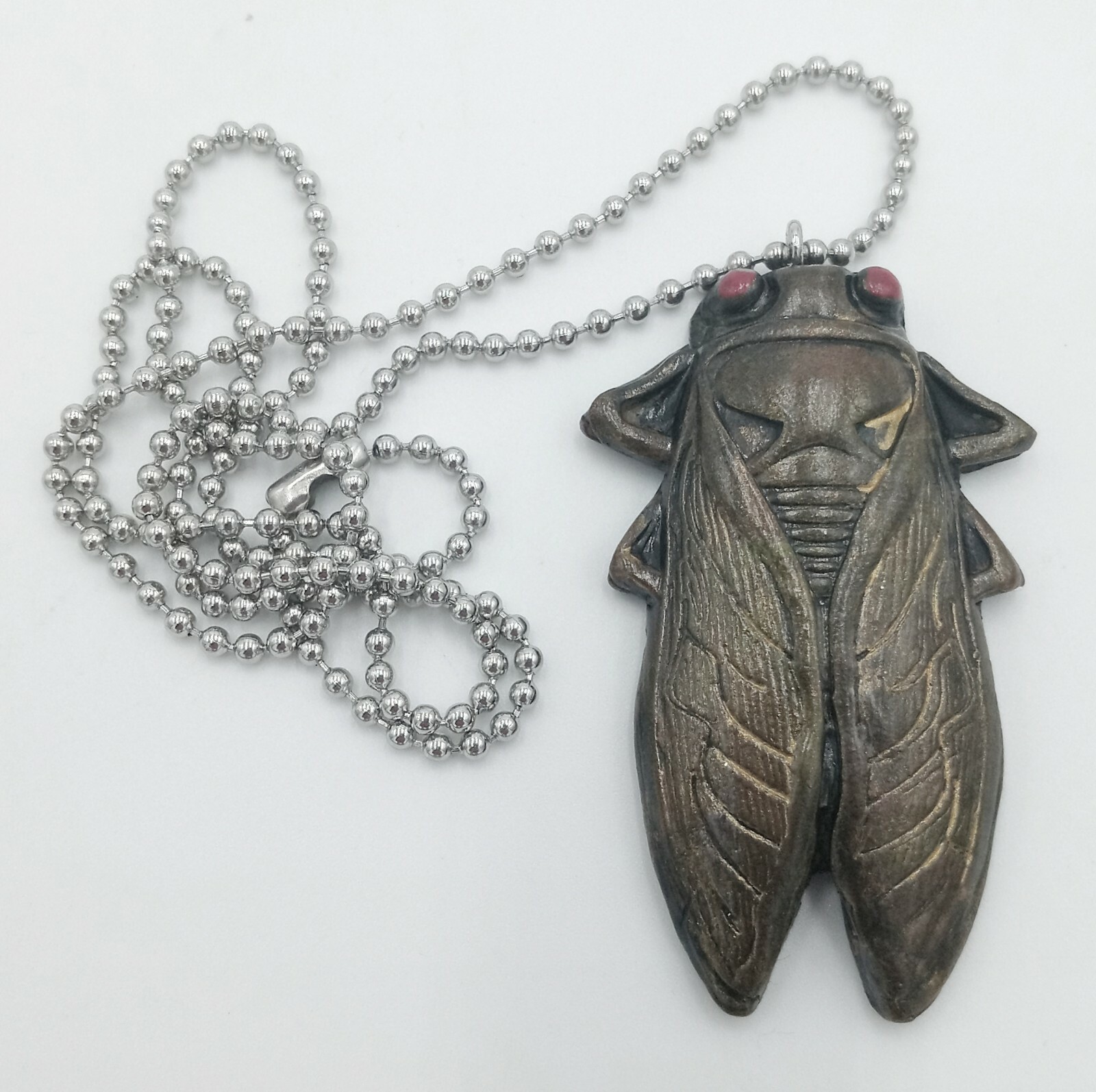 Cicada Polymer Clay Handmade Hand-painted 24" Stainless Steel Ball Chain... | eBay