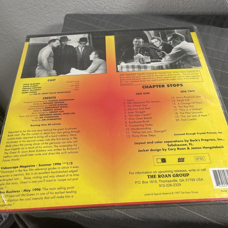 THE GREAT ST. LOUIS BANK ROBBERY 1997 NEW Roan LASERDISC RGL9614 STEVE ...