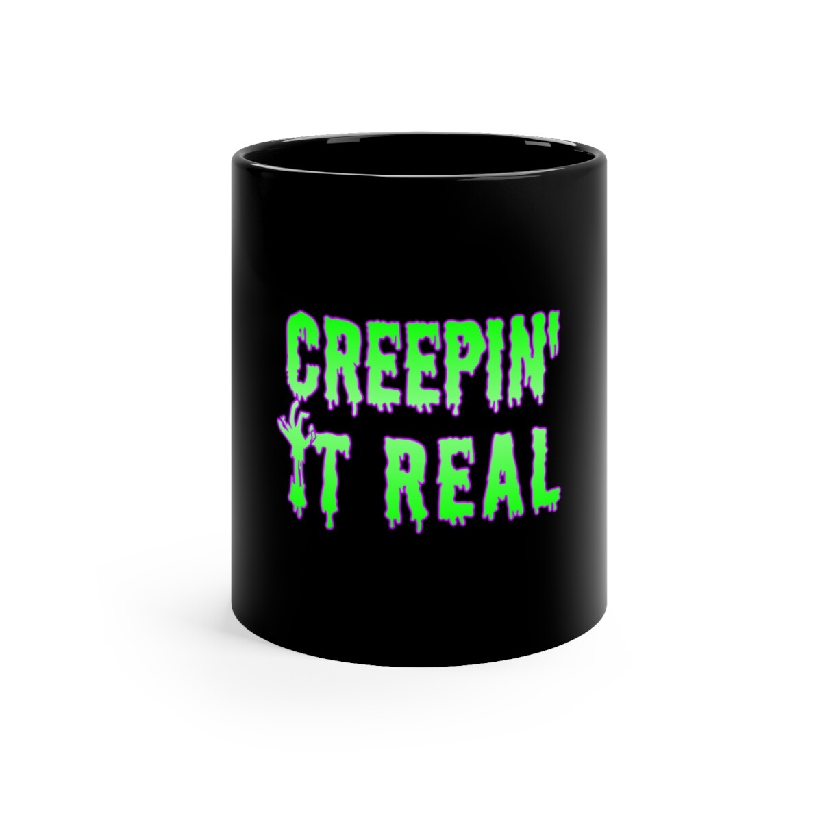 Creepin' It Real Funny Halloween 11oz Black Mug | eBay