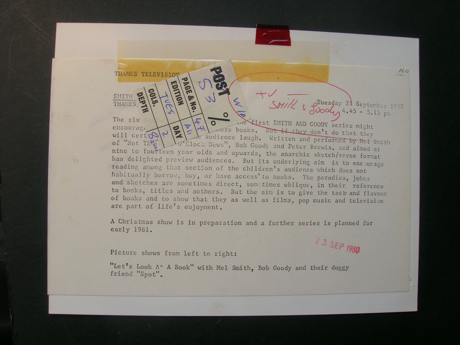 Mel Smith & Bob Goody, Kids TV- Original 1980 Thames TV Press Photo 8.5 ...